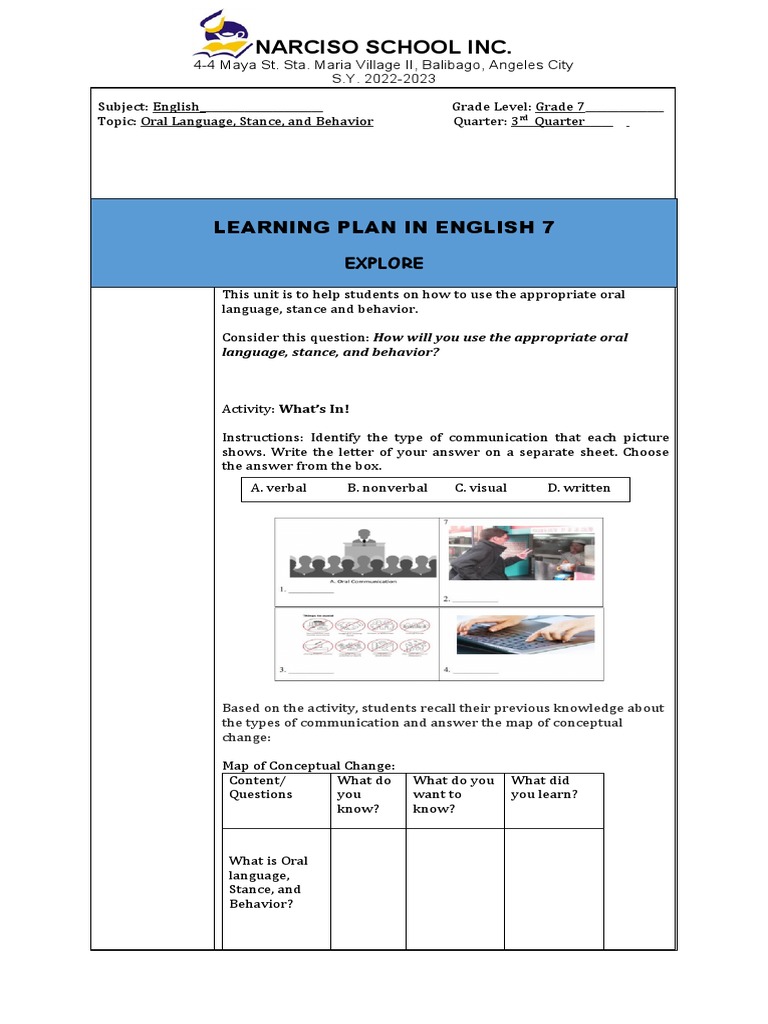 English7 - Q3-W2 - ORAL LANGUAGE-STANCE-BEHAVIOR | PDF