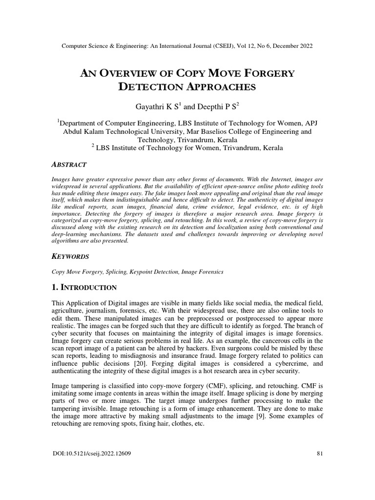 An Overview of Copy Move Forgery Detection Approaches | PDF