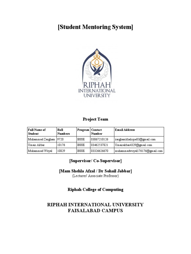 Student Mentoring System FYP-Proposal | PDF | Databases | Project Management
