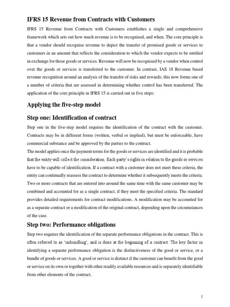 IFRS 15 Revenue From Contracts With Customers | PDF | International Financial Reporting ...