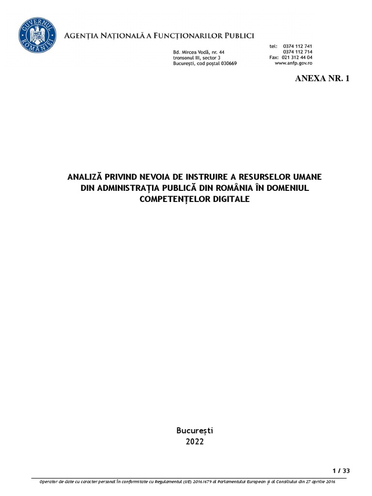 Anexa Nr. 1 - Analiza Competente Digitale - 23 Nov | PDF