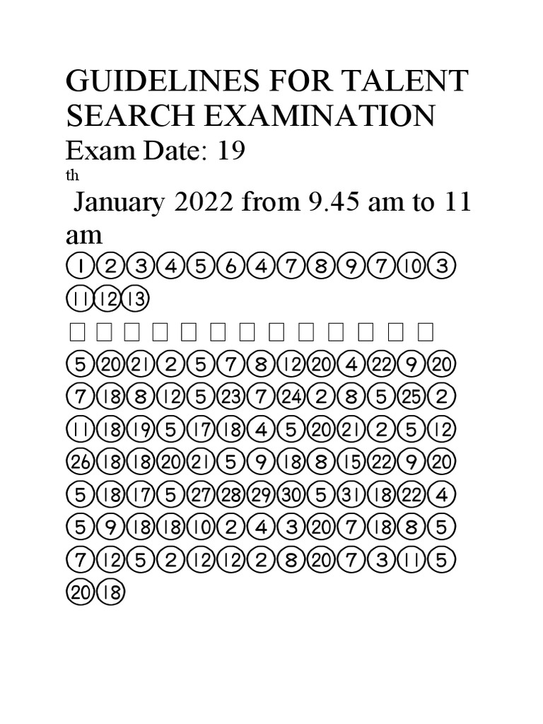 Guidelines For Talent Search Examination | PDF