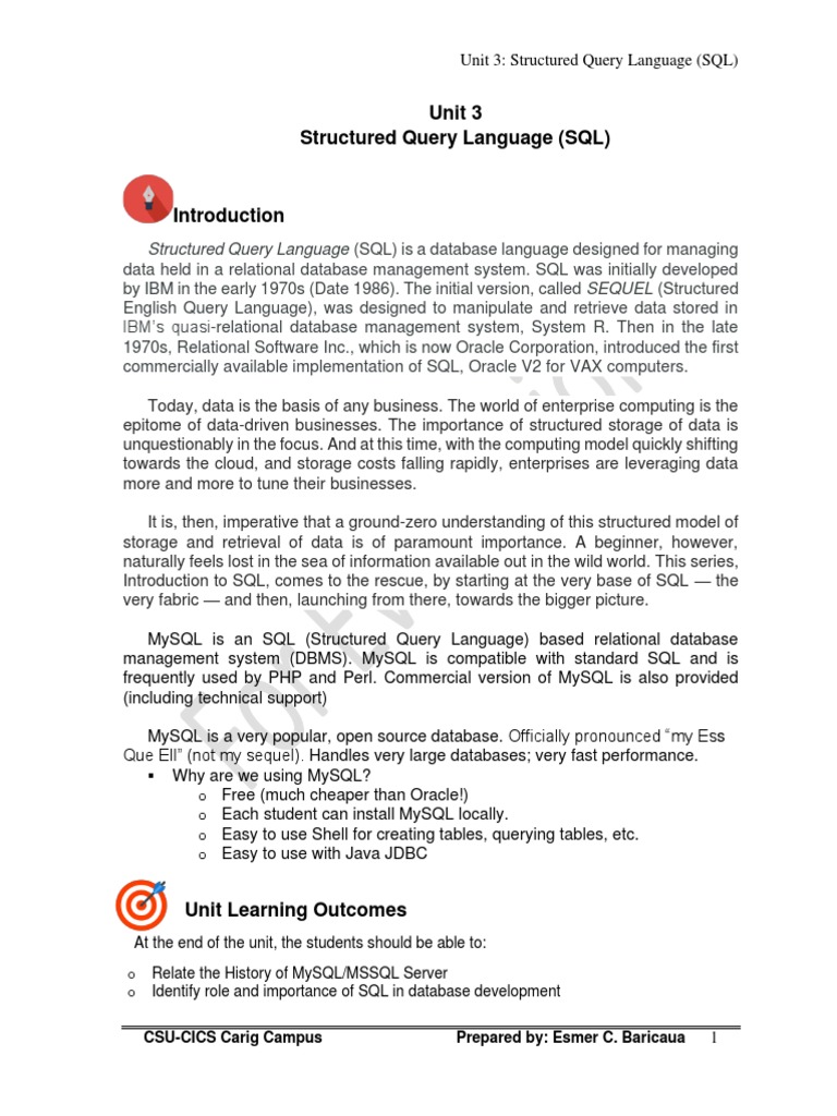 WK 15 Contect 3. 1 The History of SQL and Its Role in DB Archi | PDF | Sql | Databases