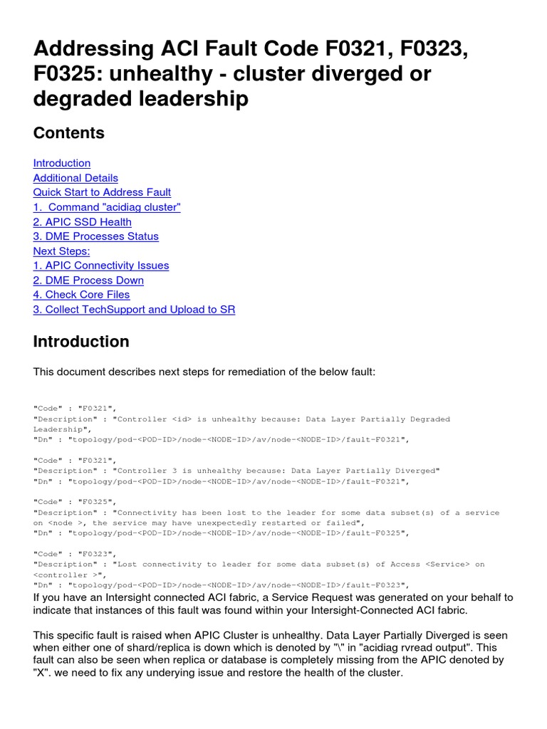 Addressing Aci Fault Code f0321 f0323 | PDF | Network Topology ...