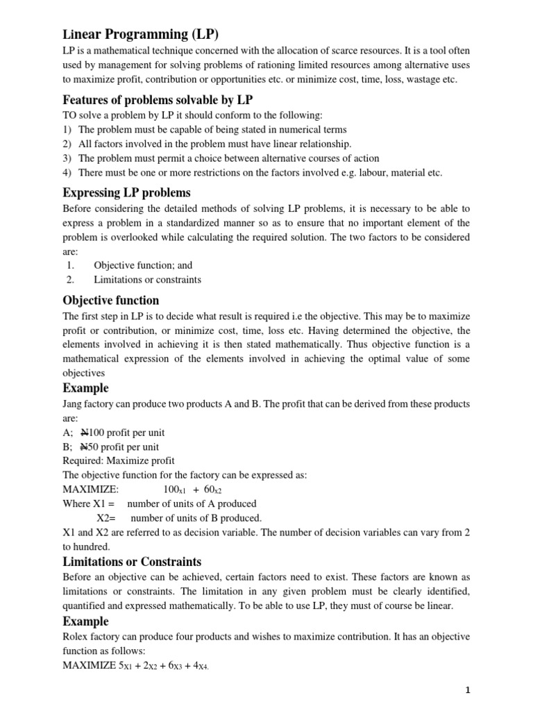 Linear Programming Pdf Linear Programming Mathematical Optimization