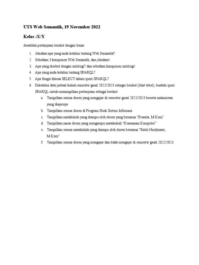 Soal Uts Web Semantik | PDF