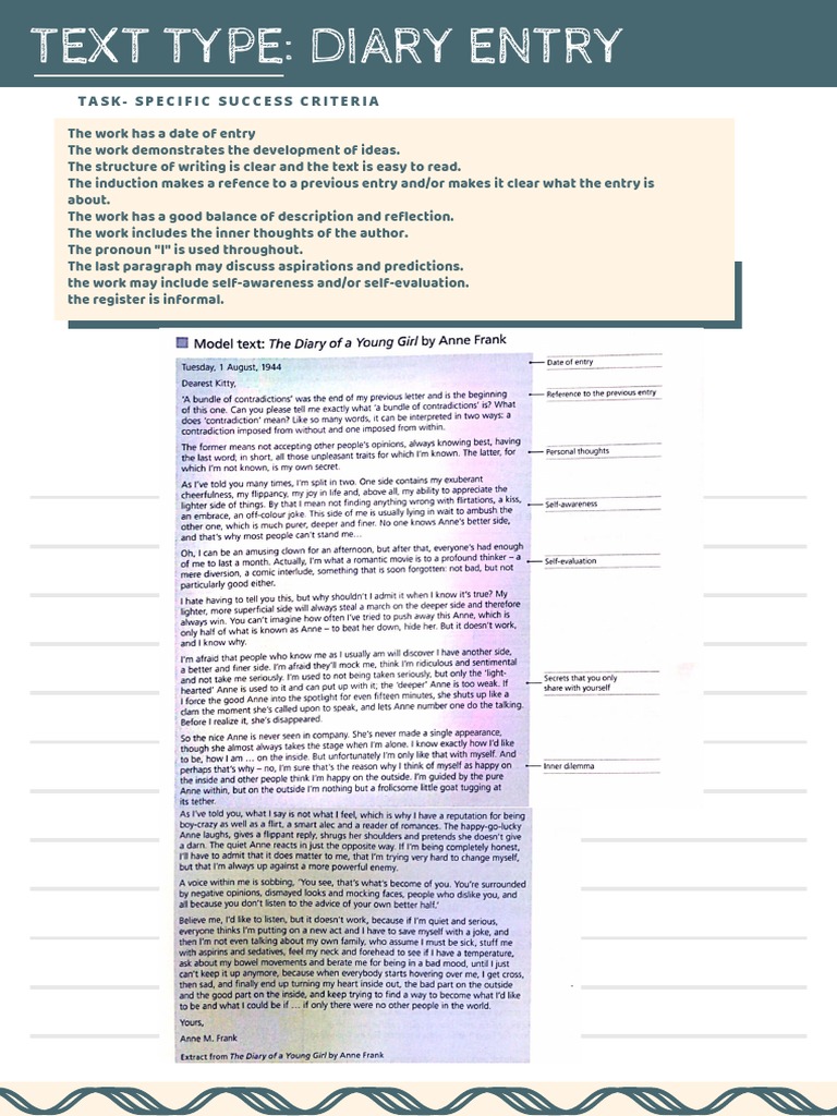 Text Type - Diary Entry | PDF