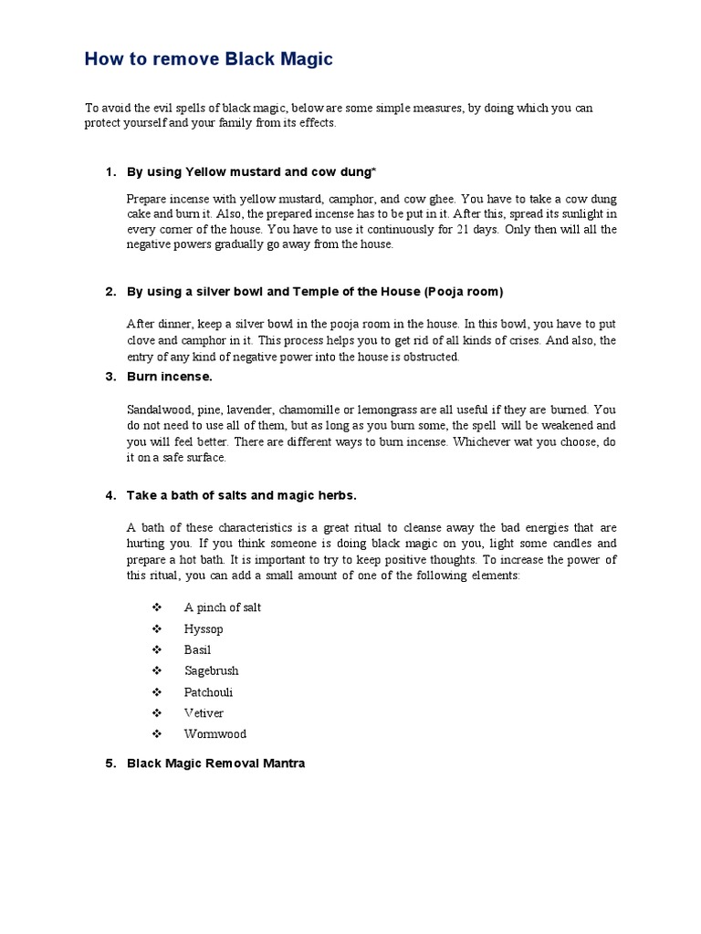 Black Magic Removal Techniques | PDF | Mantra | Incense