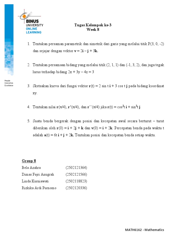 Tugas Math - W8 - Group 8 | PDF