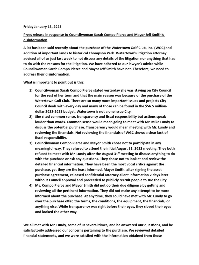 Read: Hickey, Olney and Ruggiero Respond To 'DISINFORMATION' by Compo ...