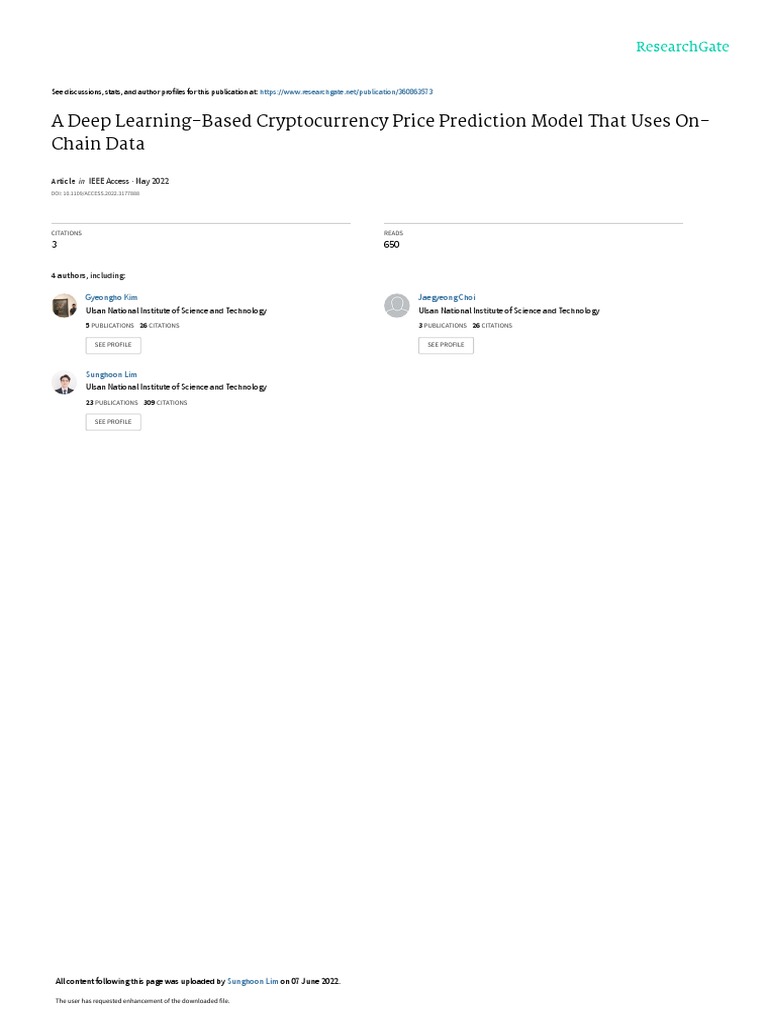 A Deep Learning-Based Cryptocurrency Price Prediction Model That Uses On-Chain Data | PDF ...