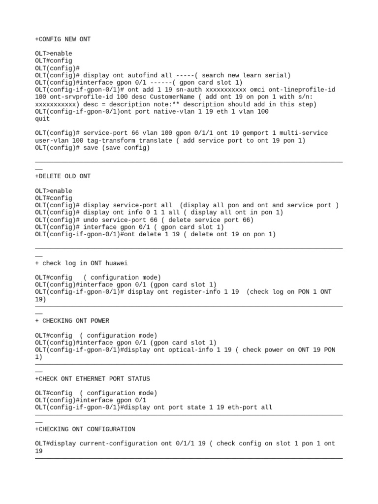 Basic Huawei OLT Cli | PDF | Computer Engineering | Information And Communications Technology