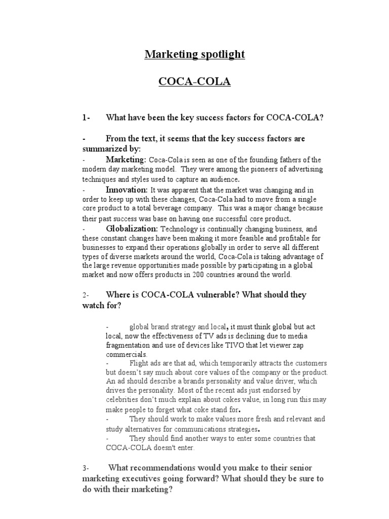Marketing Spotlight 1233998476485590 1 | PDF | Coca Cola | The Coca ...