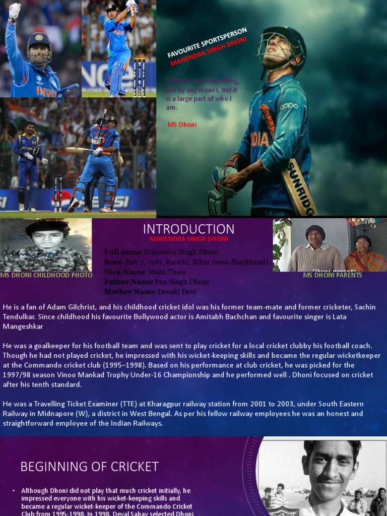 Presentation DHONI | PDF | Athletic Sports | Forms Of Cricket