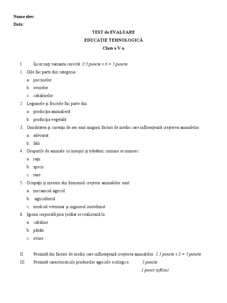 Test Tehnologica A 5 A | PDF