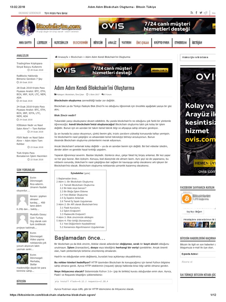 Blockchain Olusturma | PDF