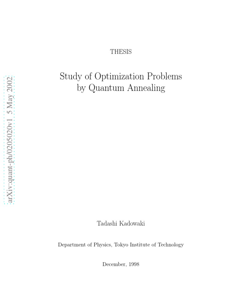 Study of Optimization Problems by Quantum Annealing: Thesis | PDF | Time Complexity | Applied ...