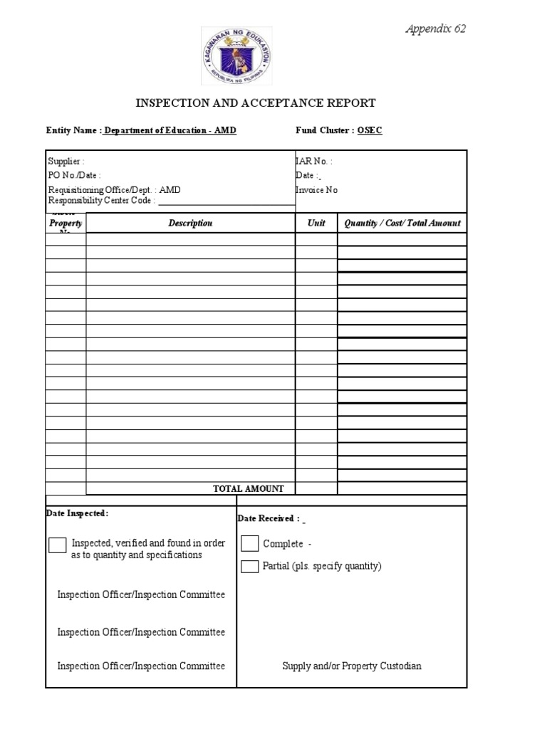 ANNEX 2 Ispection and Acceptance Report IAR Form | PDF