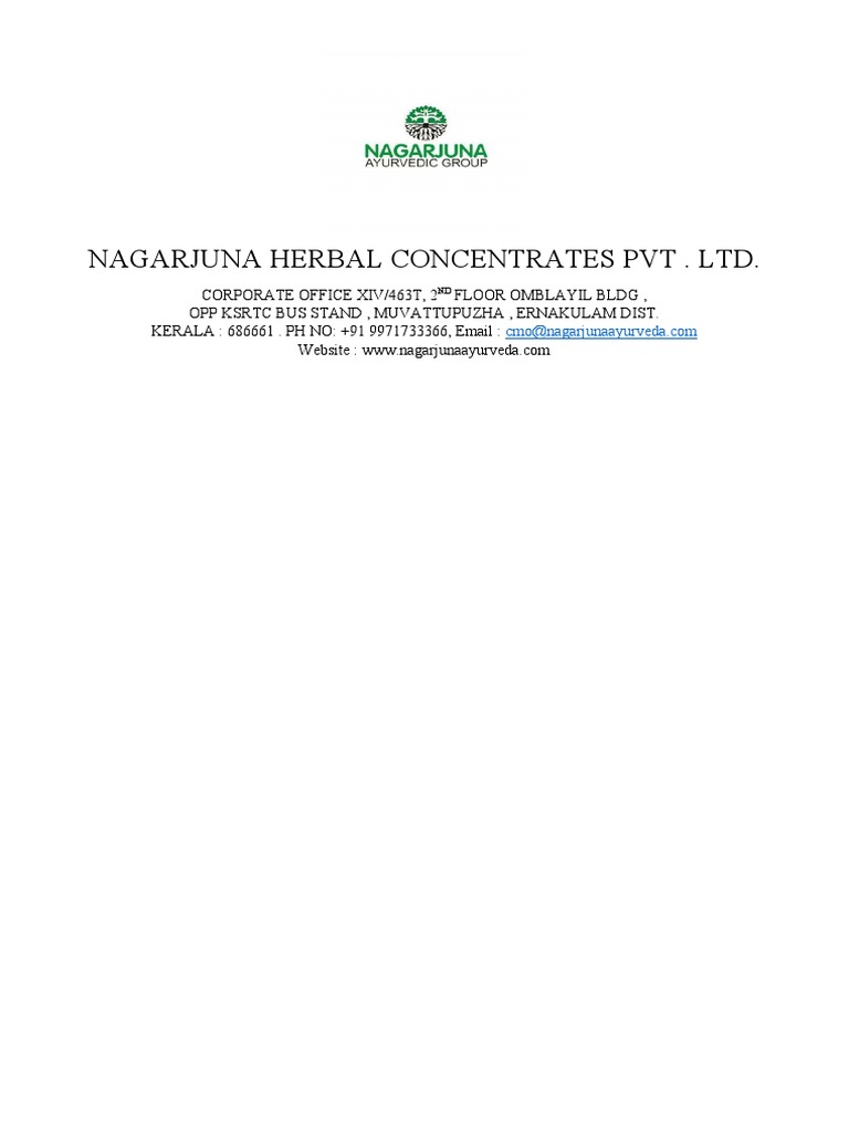 NAGARJUNA HERBAL CONCENTRATES PVT Amal Dev | PDF