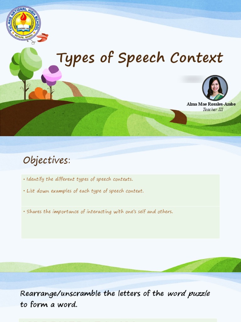 Types of Speech Context Powerpoint | PDF