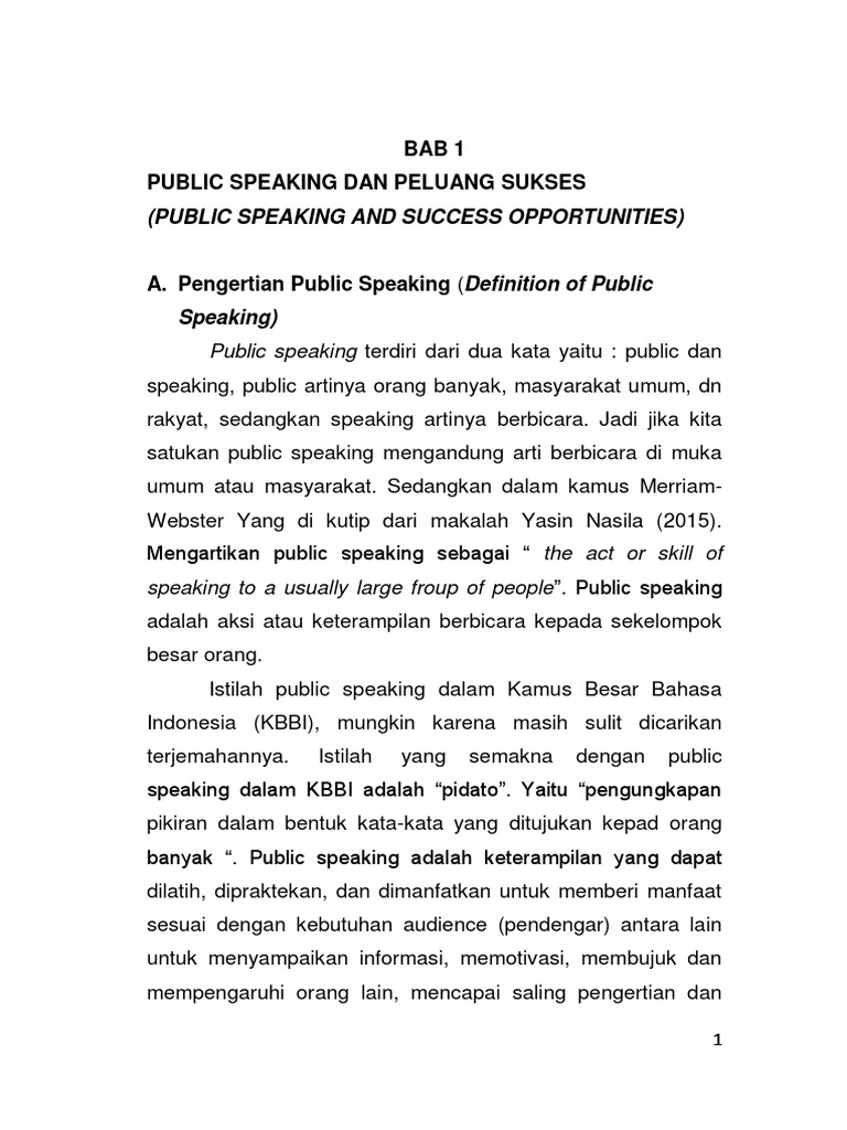 Bab 1 Public Speaking | PDF | Filsafat | Seni & Disiplin Bahasa
