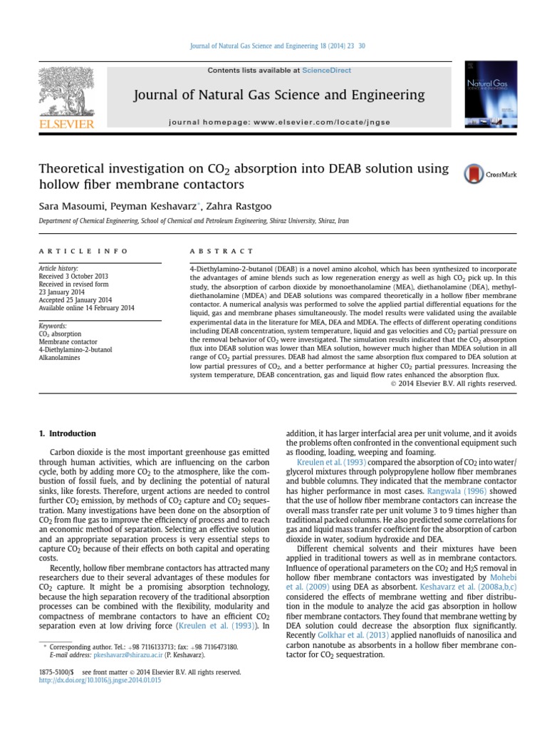 Theoretical Investigation On CO2 Absorption Into DEAB Solution Using ...