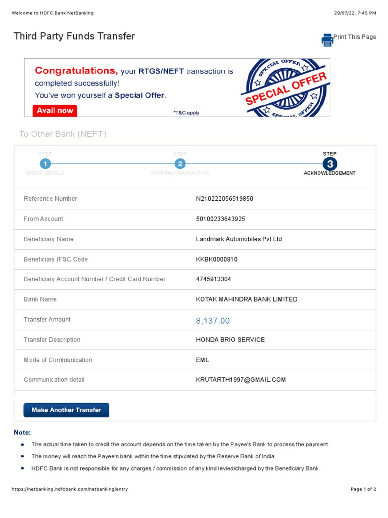 Welcome To HDFC Bank NetBanking | PDF