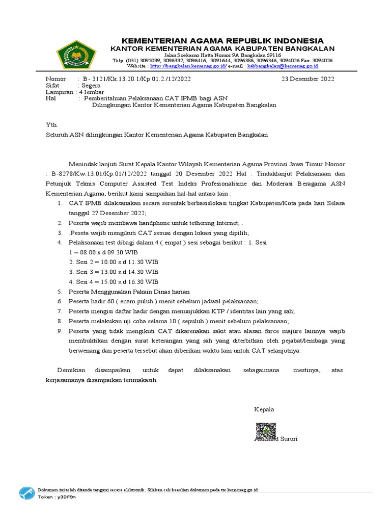 y3DF9n - Pelaksanaan CAT IPMB 2022 | PDF