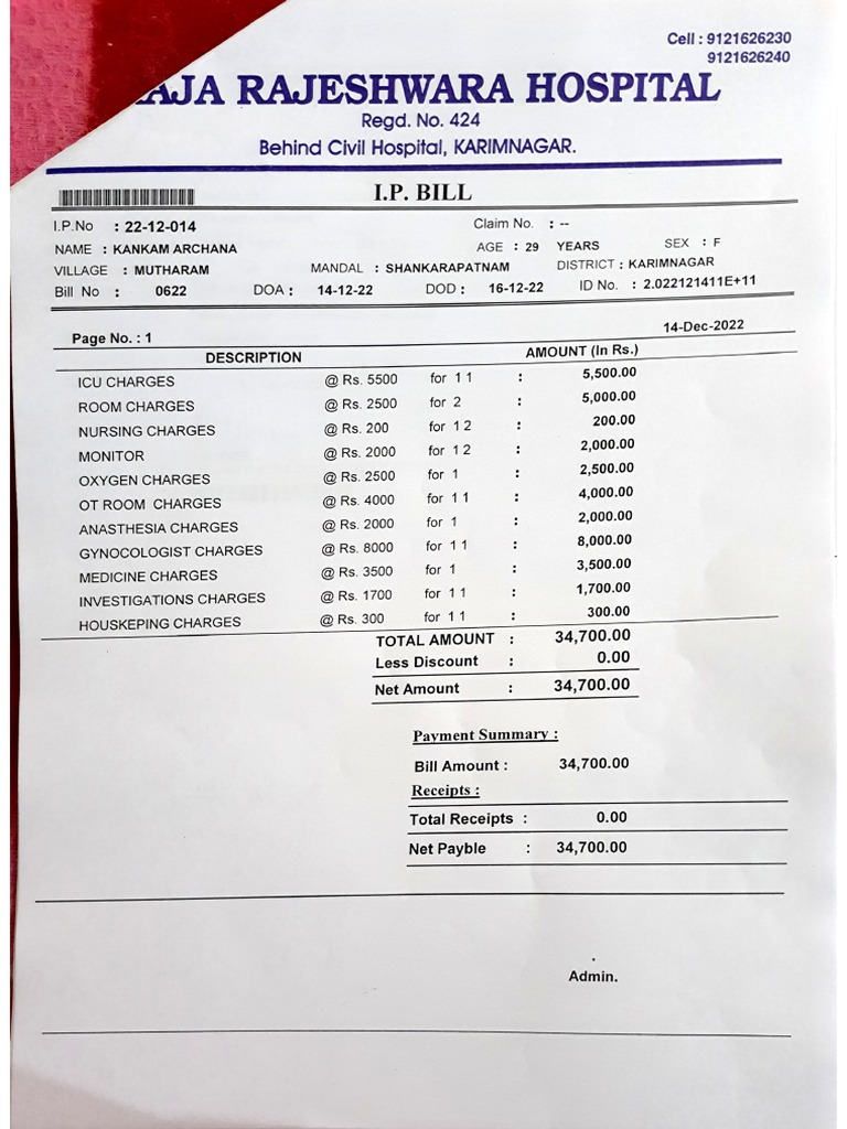 A - Original Hospital Breakup Bill | PDF