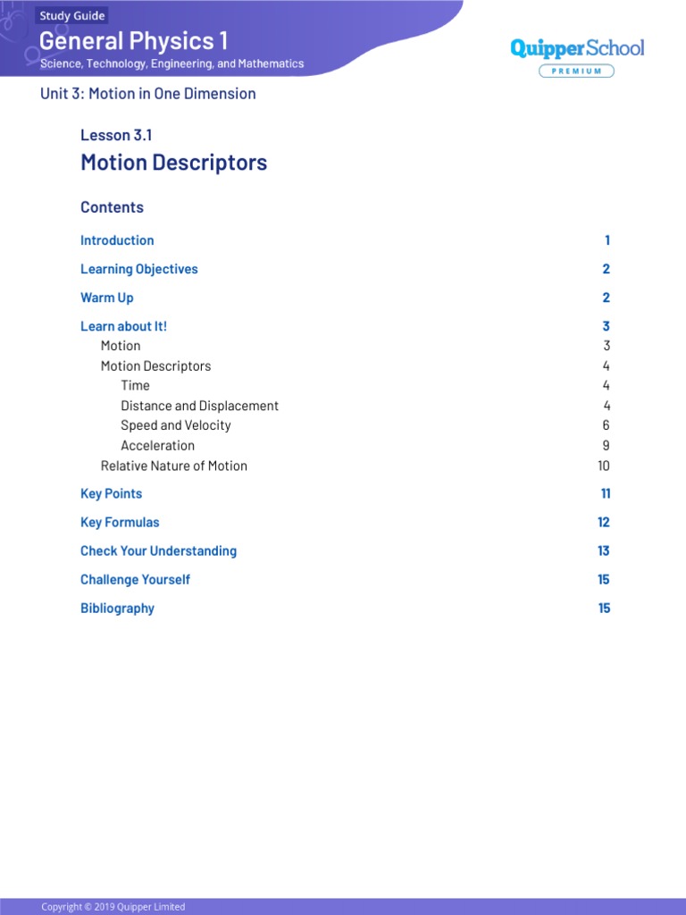 L3.1 Motion Descriptors | PDF