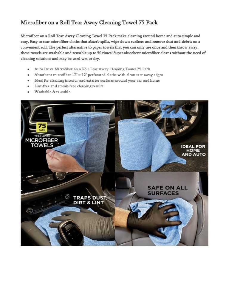 Microfiber On A Roll Tear Away Cleaning Towel 75 Pack | PDF