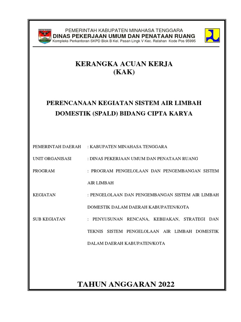 Kak Perencanaan Spald Bidang Cipta Karya | PDF