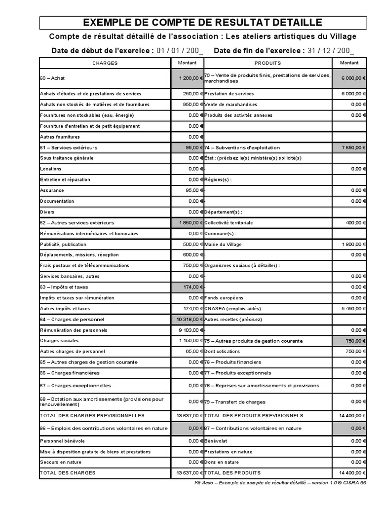 02 Exemple de Compte de Resultat Detaille | PDF