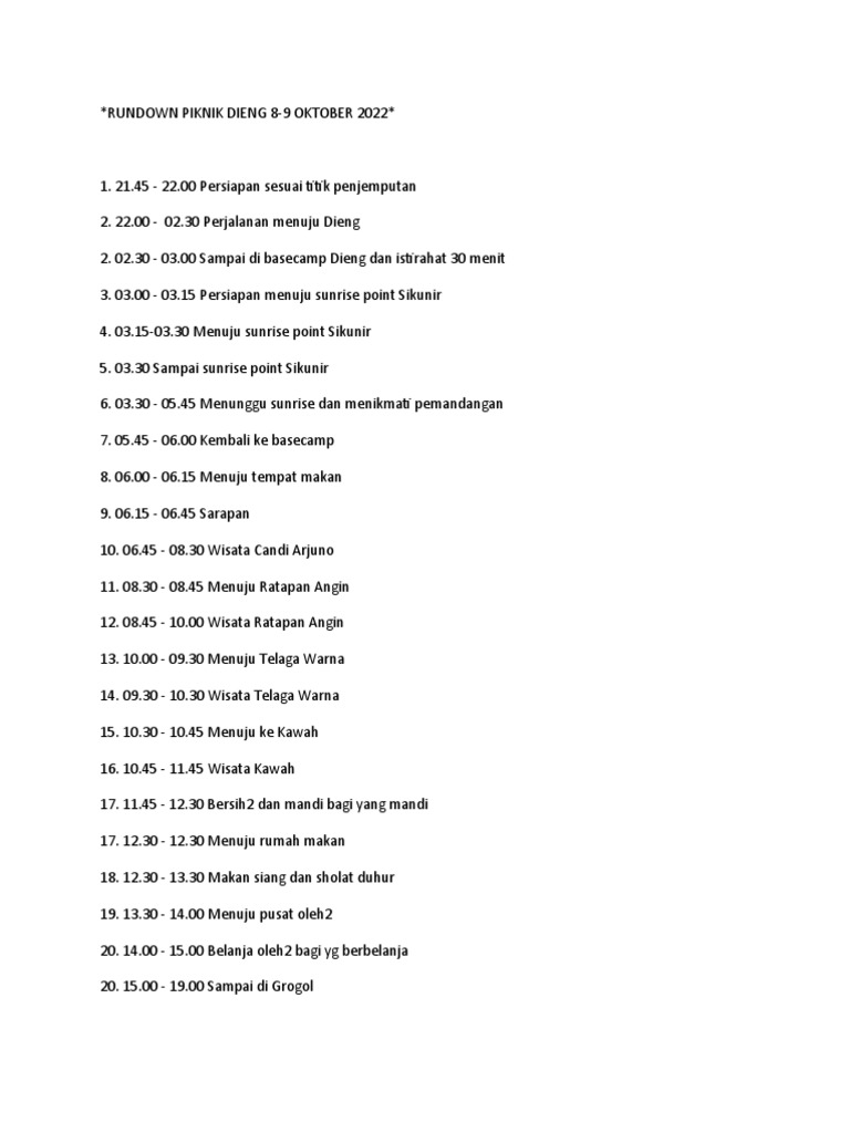 Rundown Piknik | PDF