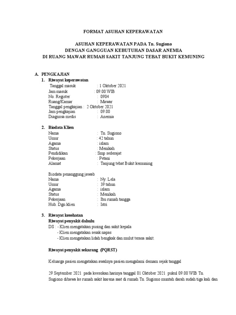 Format Asuhan Keperawatan | PDF