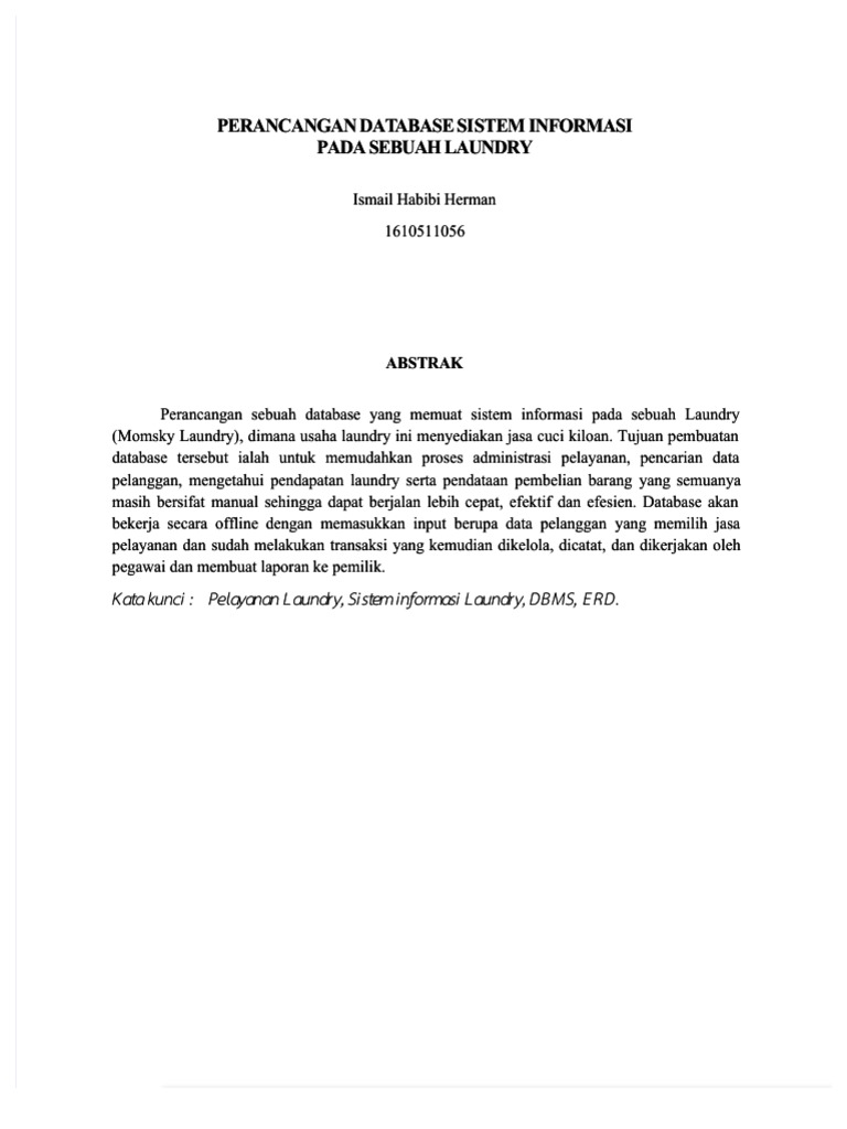 Rancangan Database Laundry Efisien | PDF
