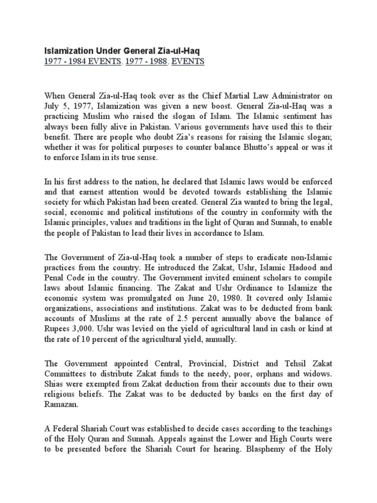 Islamization Under General Zia | PDF | Muhammad Zia Ul Haq | Abrahamic ...