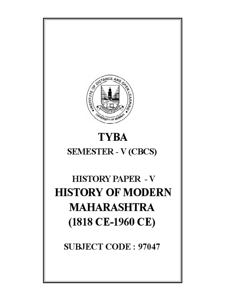 Paper 5 History of Modern Maharashtra 1818 CE 1960 English Version 2 | PDF