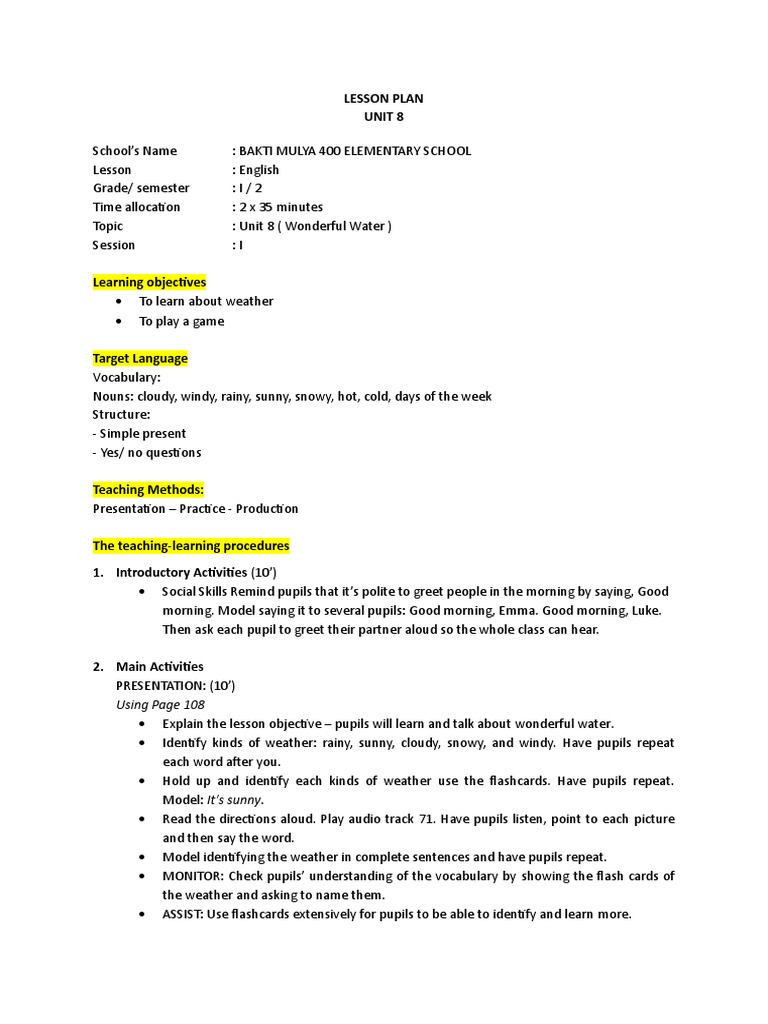 Lesson Plan 1 Cambridge | PDF | Flashcard | Vocabulary