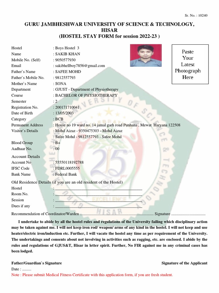 Guru Jambheshwar University of Science & Technology, Hisar (HOSTEL STAY ...