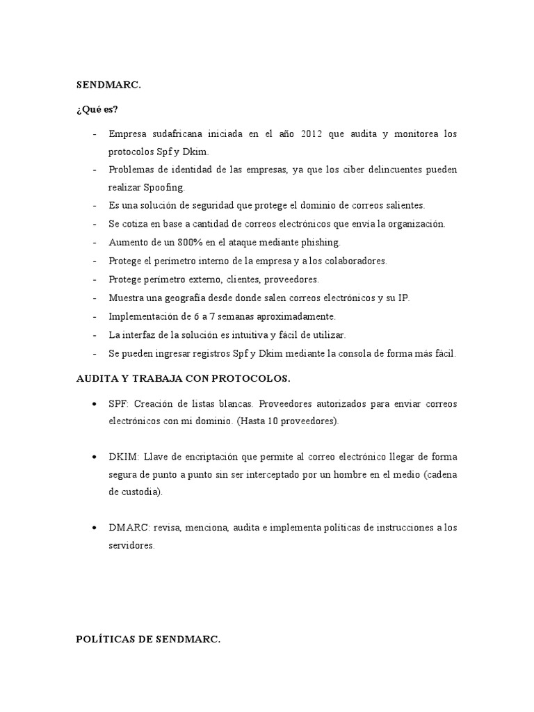 Resumen Sendmarc PDF Redes De Computadoras Inform tica