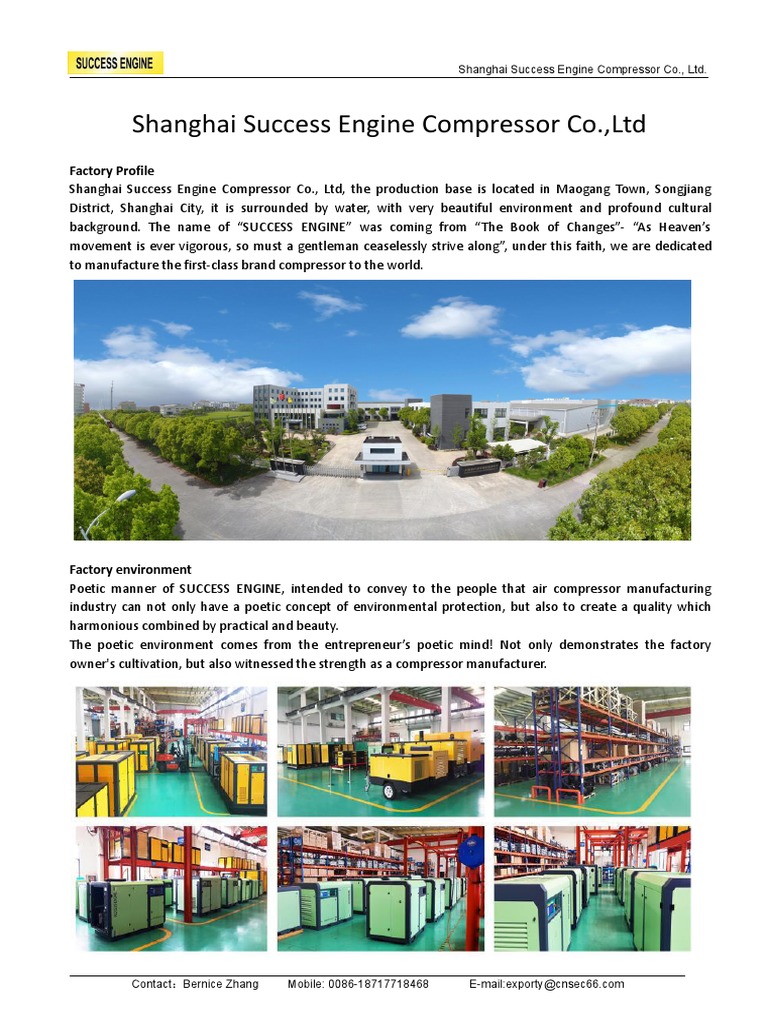 "SUCCESS ENGINE" 15kw 8bar Screw Air Compressor Quotation (2020.11.26 ...
