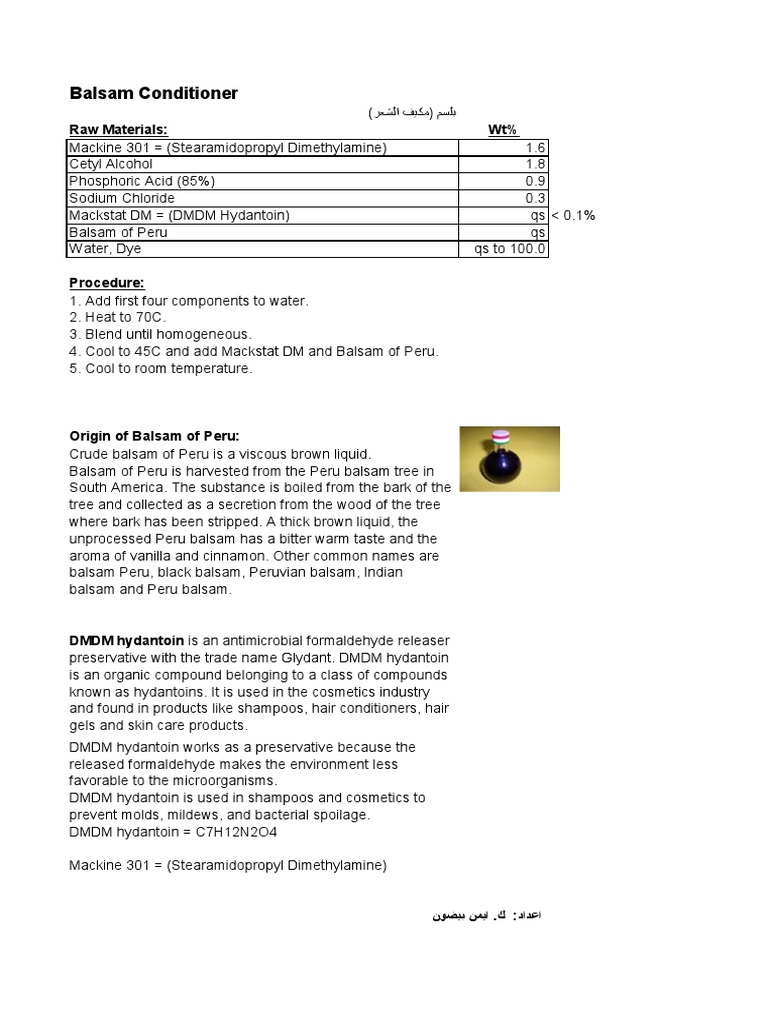 Balsam Conditioner Formulation Guide | PDF