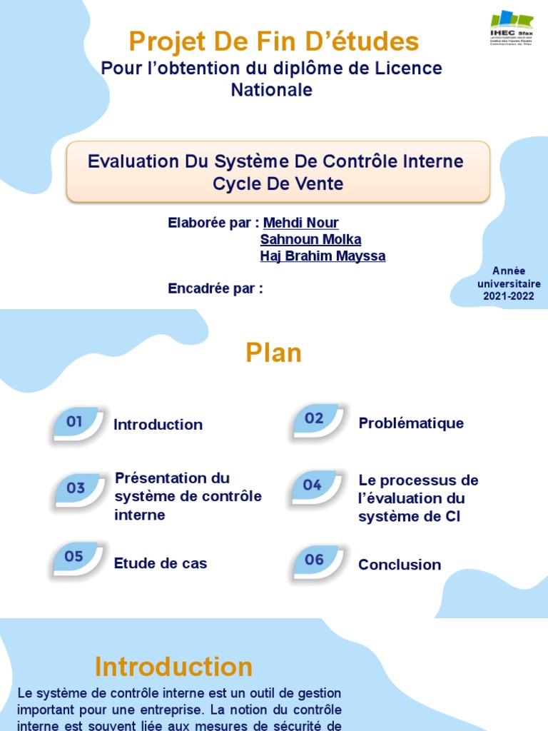 Presentation Pfe Nour | PDF | Business | Contrôle interne