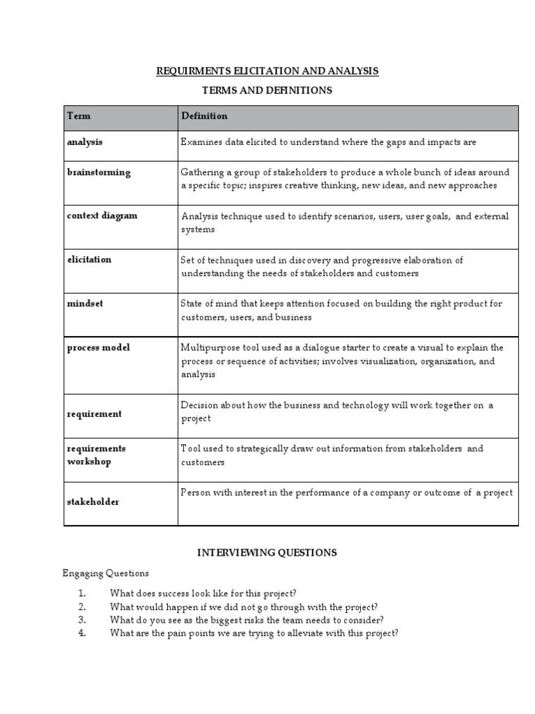 Requirements Elicitation Techniques Guide | PDF | Brainstorming | Analysis
