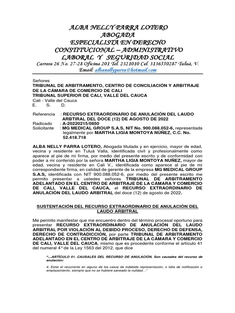 RECURSO EXTRAORDINARIO DE ANULACIÓN | PDF | Caso de ley | Debido al proceso