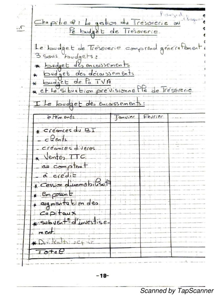 Résumé-Budget de Trésorerie | PDF