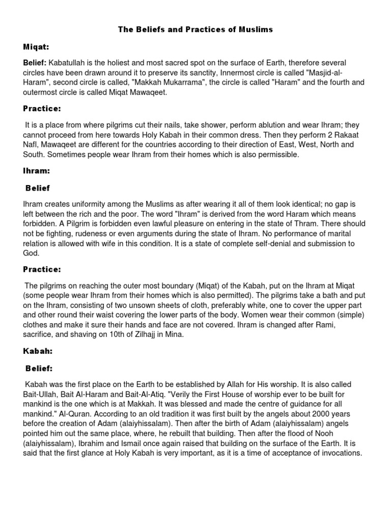 The Beliefs and Practices of Muslims O Level | PDF | Hajj | Abrahamic ...