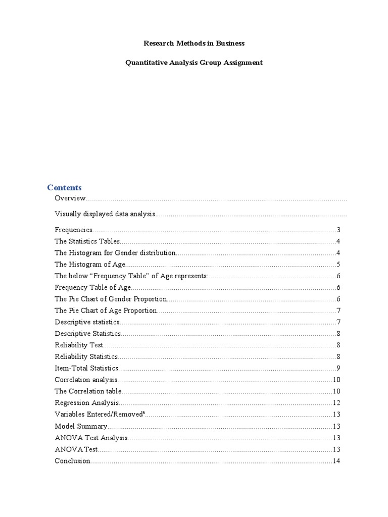 MGT 524 Quantitative Analysis Sohana Factors Group Assignment Drafts | PDF | Statistics ...