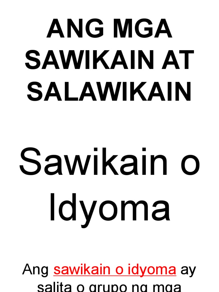 Sawikain at Salawikain | PDF